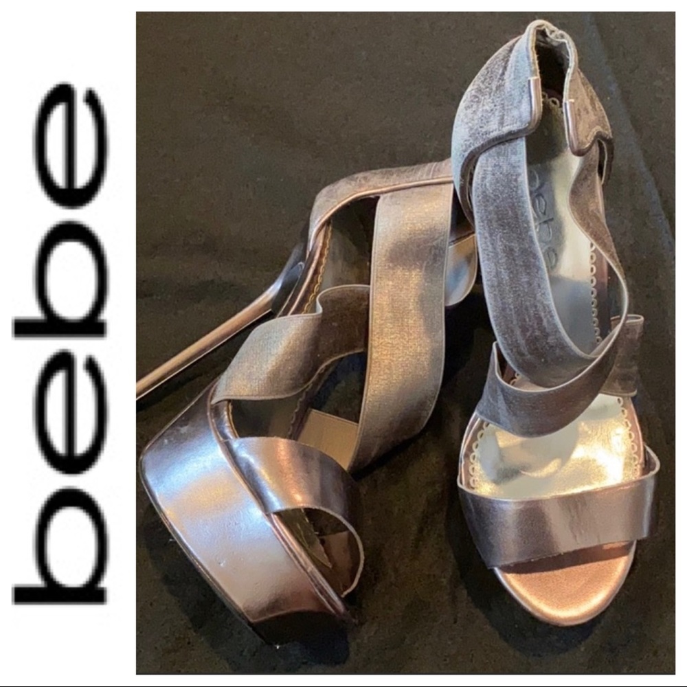 Bebe Platinum Platform Heels - Gem